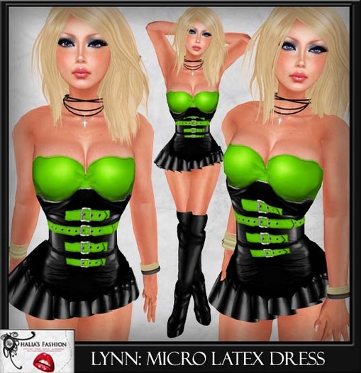 Second Life Marketplace - Thalia's Fashion: Lynn Micro Latex Dress - Green